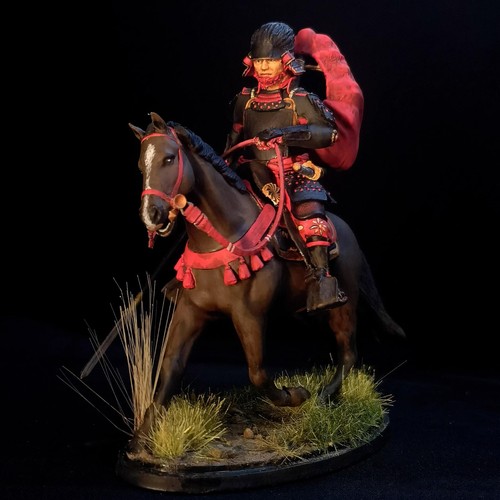 Painted 1/32 Japan Samurai Cavalry Brown Horse Scene Miniature Figure ...