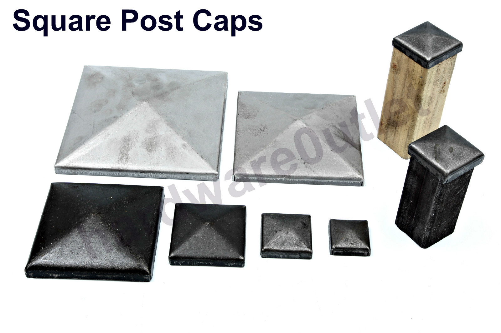 Decorative Square PRESSED STEEL POST CAPS Fence Box Section Caps with ...