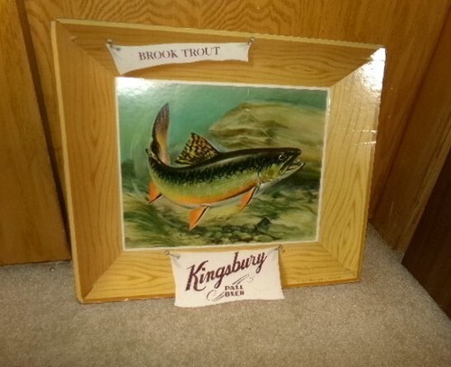KINGSBURY beer 1950's BROOK TROUT self-framed sign WISCONSIN | eBay