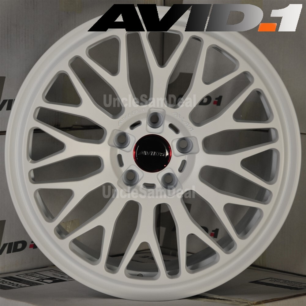 STAGGERED 5x114.3 18x8.5 18x9.5 AVID.1 AV-44 MATTE WHITE MESH SPOKE ...