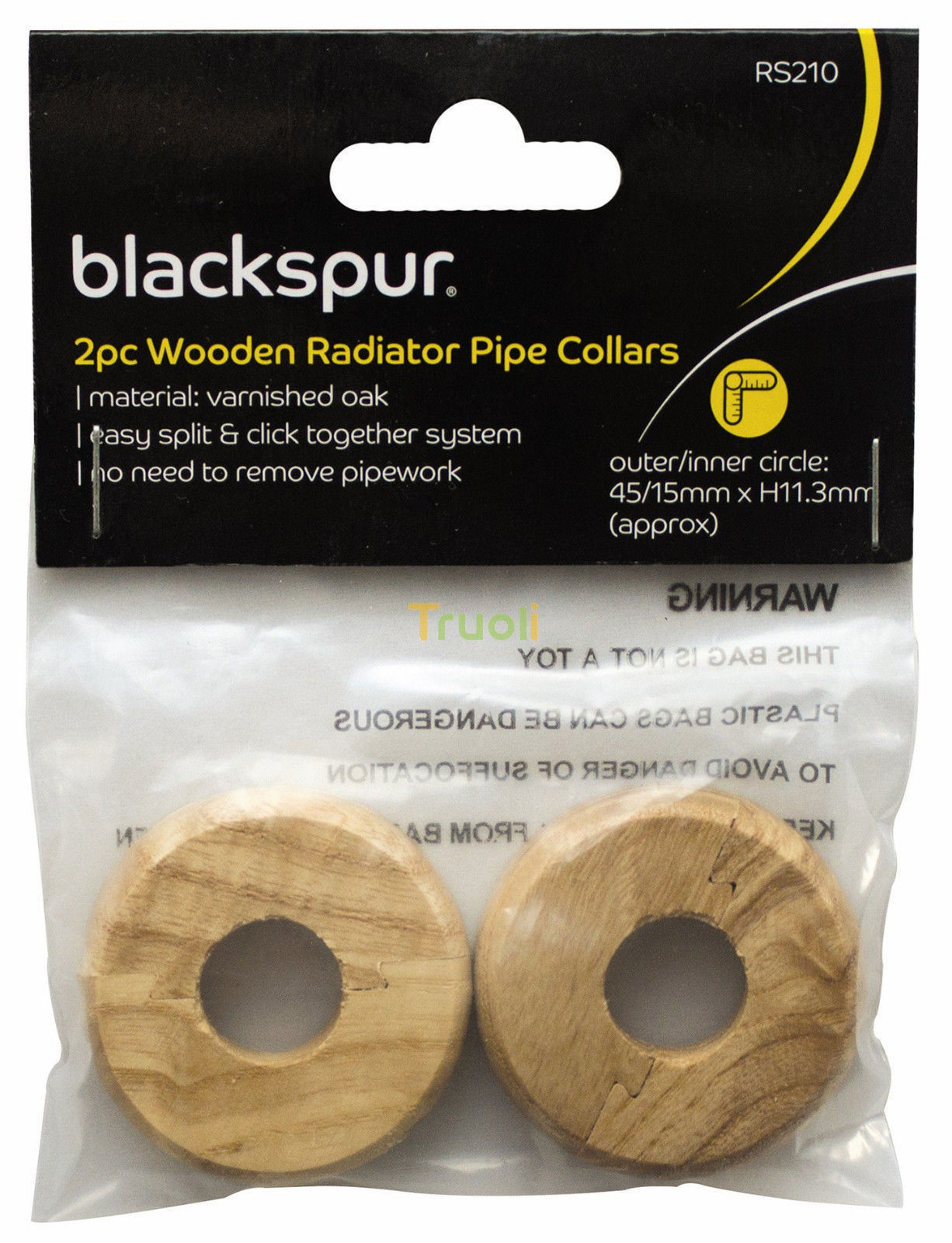 2 X 15mm SOLID OAK COLOUR WOODEN WOOD RADIATOR PIPE COLLARS COVER FLOOR ...