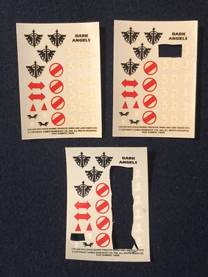 Warhammer 40k Space Marines DARK ANGELS Transfer Decal Sheets - GW 1993 ...