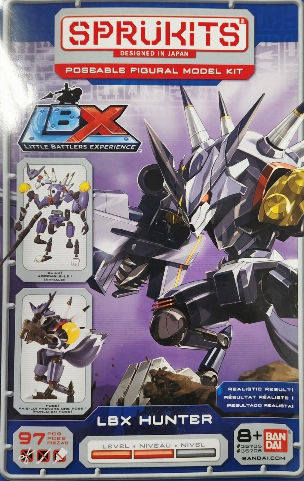 LBX HUNTER - Bandai - Sprukits 2015 - 97 pc Poseable Figural Model Kit ...