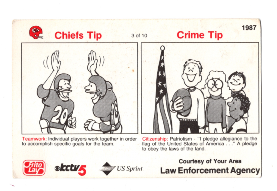 1987 Frito Lay Kansas City Chiefs Police, Deron Cherry, Albert Lewis #3 ...