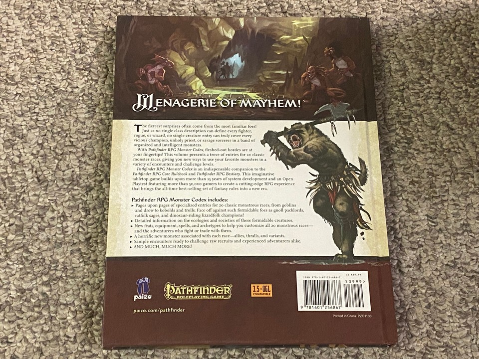 Pathfinder Monster Codex (Paizo 2014, Hardcover, PZO1130) | eBay