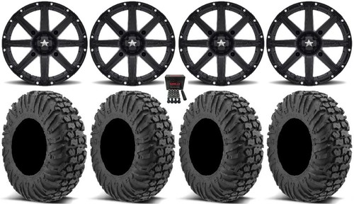 MSA Black Clutch 15" ATV Wheels 30" MotoVator Tires Polaris Sportsman ...