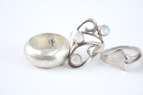 Sterling Silver Rings Statement Modernist Gemstone x 7 (37g) | eBay