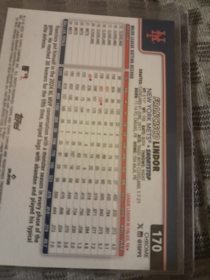 Topps Chrome Francisco Lindor 2025 Insert Card Lot New York Mets /25 / ...