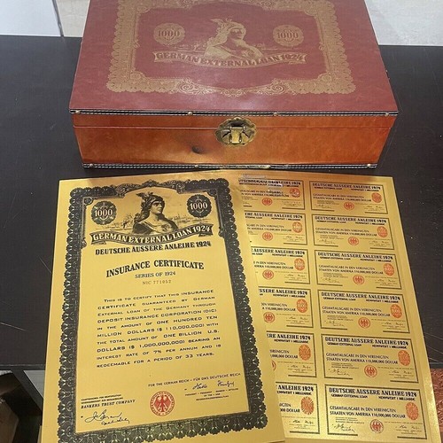 200 pcs / box $1000 Gold German Bond 1924 Gold Foil Banknote Note UV ...