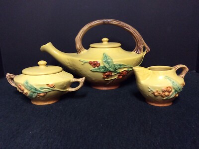 Roseville Pottery 3 Piece Bittersweet Tea Set | eBay