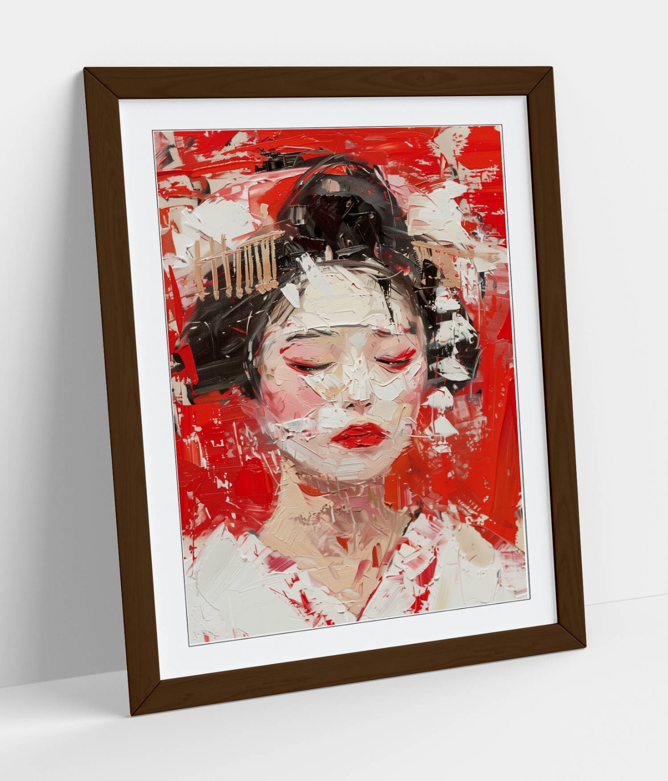 JAPANESE GEISHA GIRL IMPRESSIONIST TEXTURE -FRAMED WALL ART POSTER ...