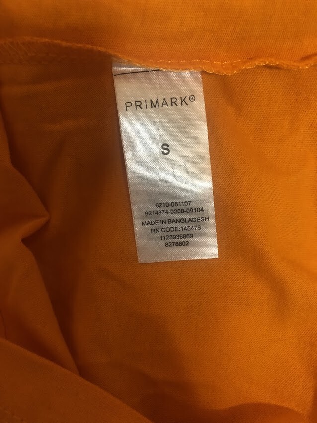 Primark Men's Orange T-Shirt - FEARLESS - Short Sleeve 100% Cotton Size ...