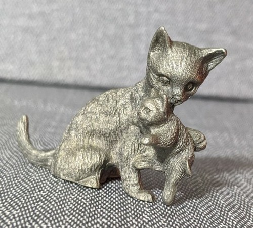 Spoontiques Pewter Miniature Figurine Mother Cat With Kitten | eBay