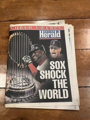 BOSTON HERALD Oct 28 2004 Game 4 RED SOX SHOCK THE WORLD Newspaper ...
