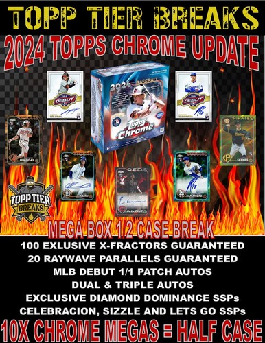DETROIT TIGERS 2024 TOPPS CHROME UPDATE 10X MEGA BOX 1/2 CASE BREAK ...