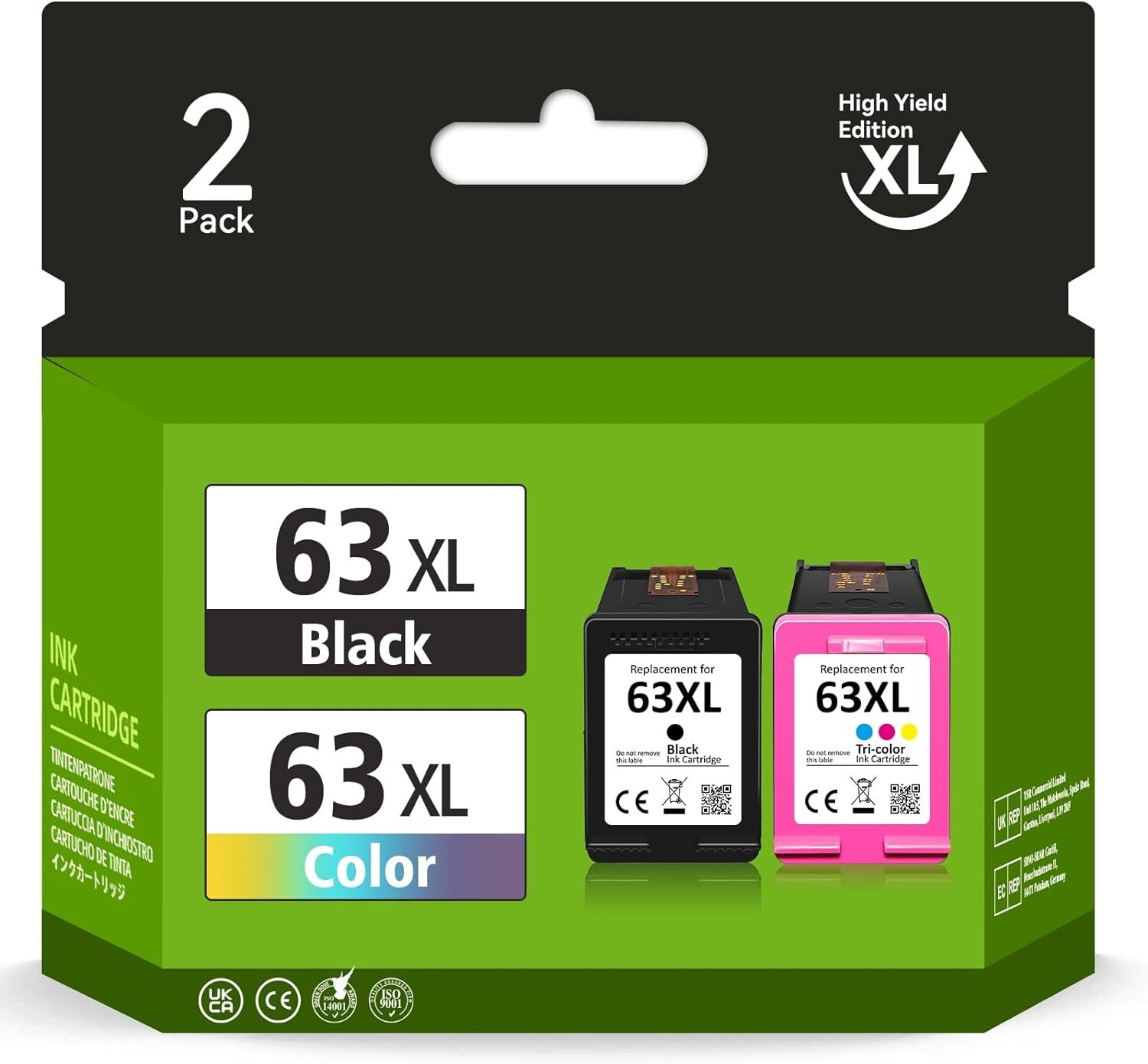 63 XL Ink Cartridge For HP 63XL Envy 4520 4512 4516 Officejet 3830 4650 ...