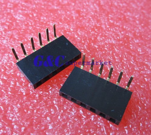 50PCS 1x6 Pin 2.54mm Right Angle Single Row Female Pin Header Connector ...