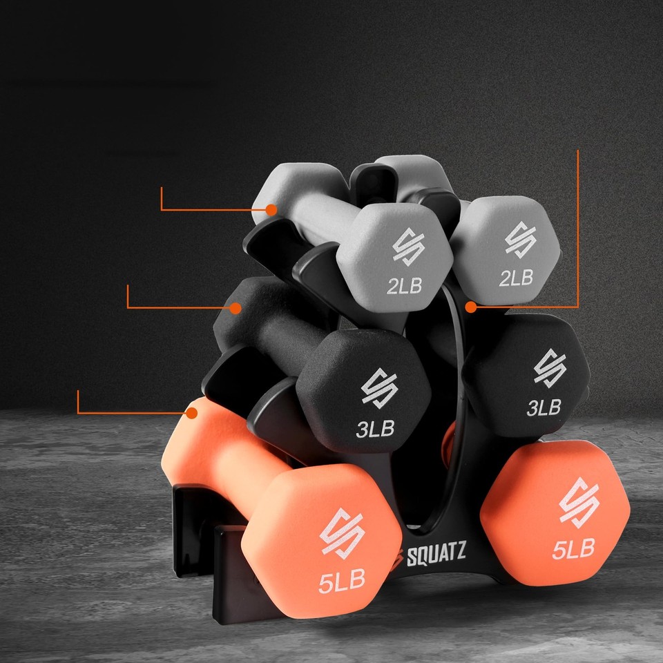 Dumbbell Weights Set with Stand, 20lbs Neoprene Coated Weights in Color ...