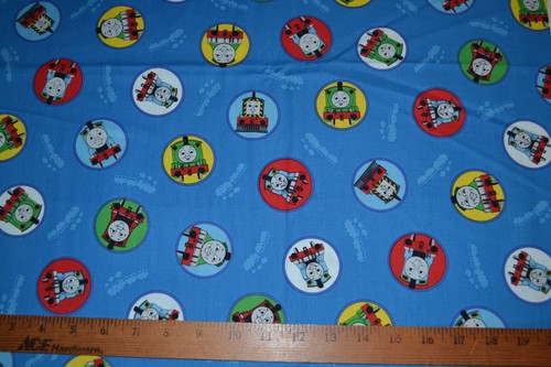 Cotton fabric , Thomas the Tank Engine print, blue, 44" x 3 yards | eBay