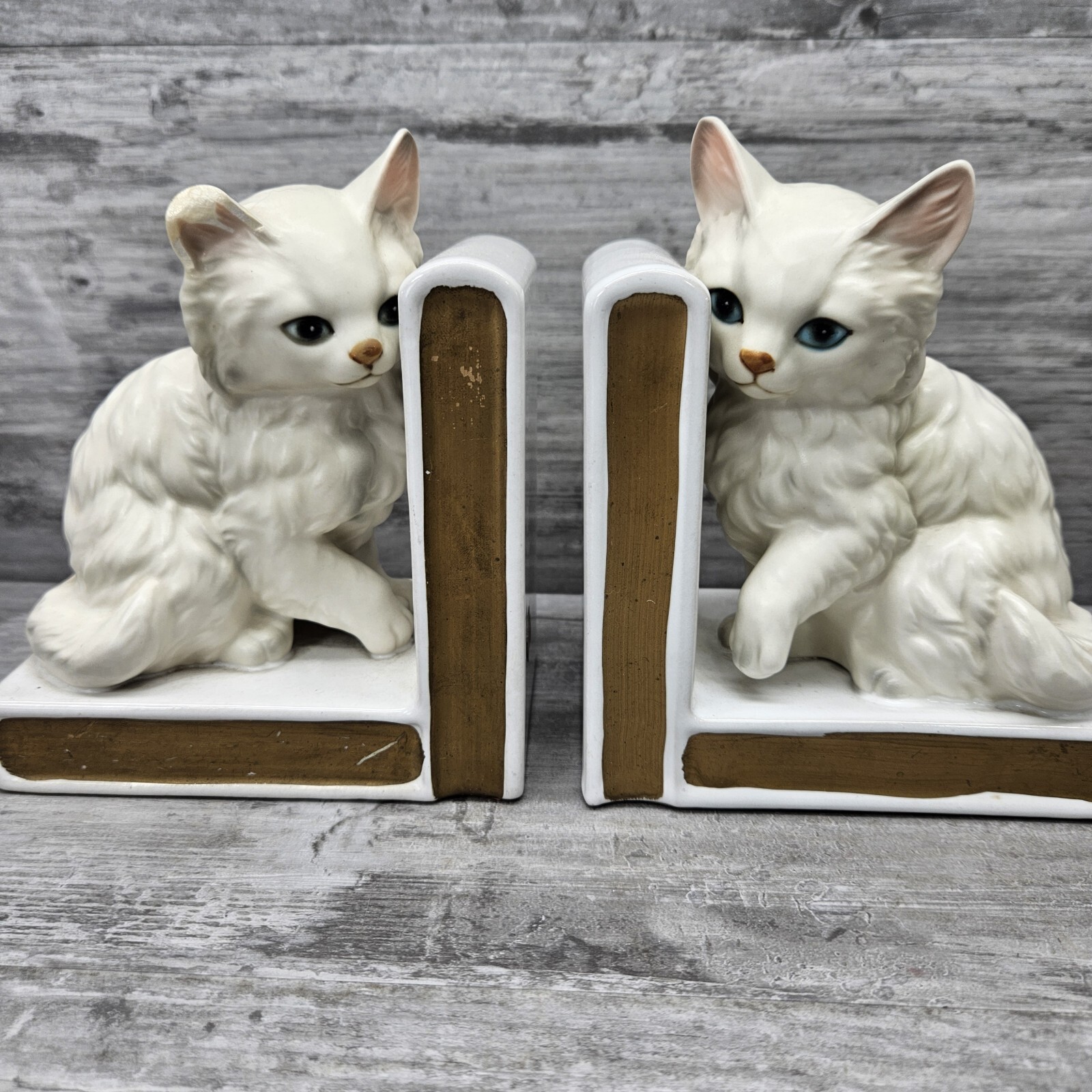 Vintage Lefton White Cats Kittens Bookends Book Ends White Books ...