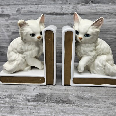 Vintage Lefton White Cats Kittens Bookends Book Ends White Books ...
