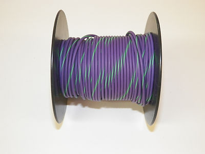 100 FOOT SPOOL 16 GAUGE GXL HI TEMP WIRE VIOLET / GREEN STRIPE ...