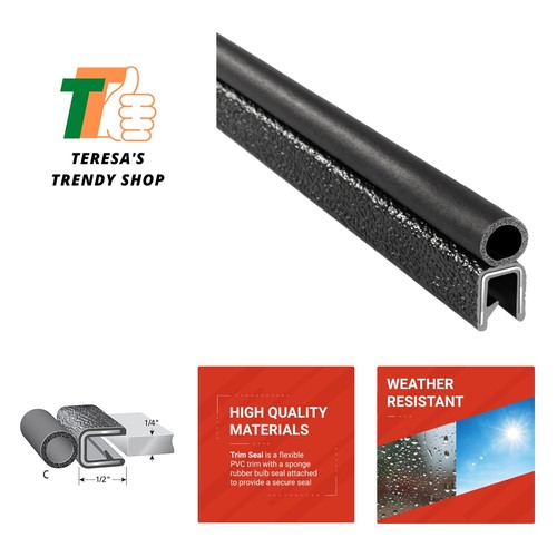 Trim Seal with Top Bulb – Fits 1/4” Edge, 3/8” Bulb Seal Diameter, 25 ...