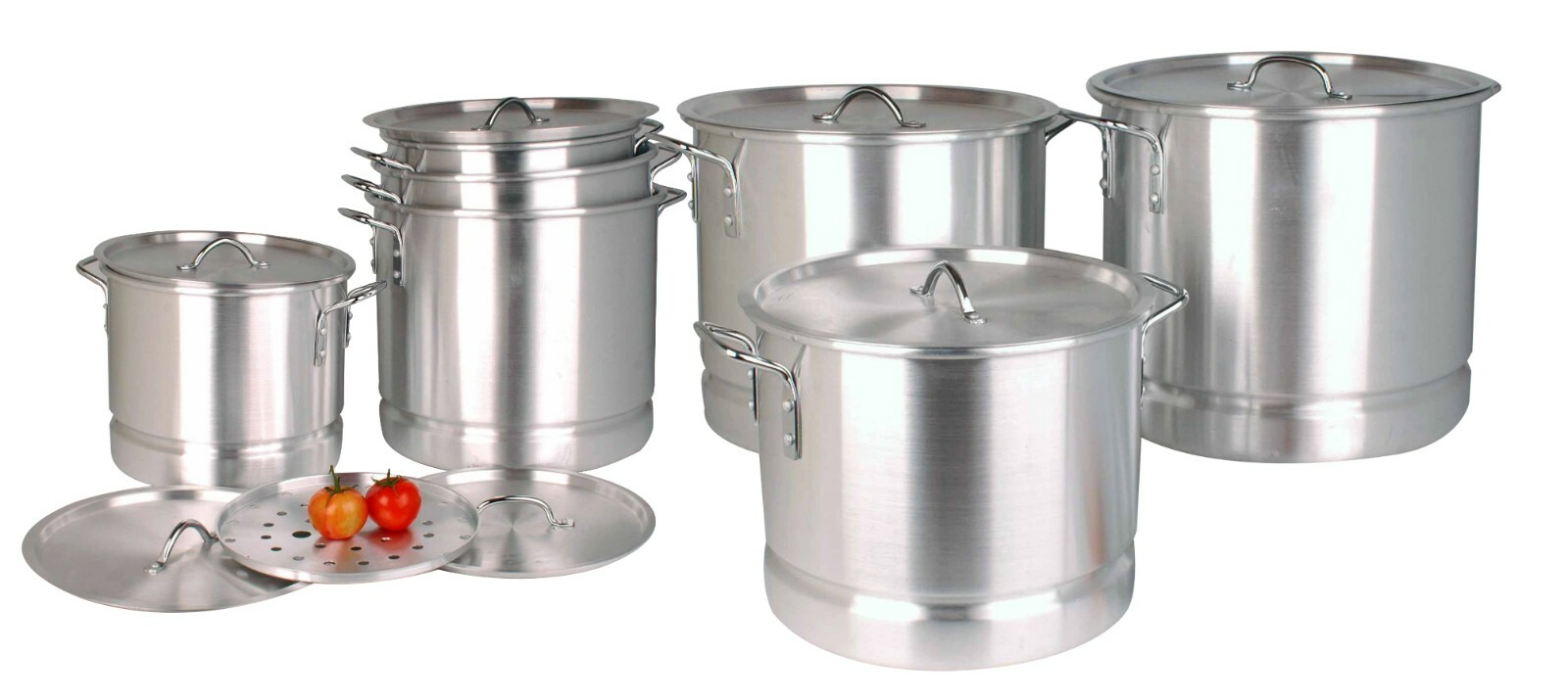 14 Pieces Aluminum Stock Pot Set With Steamer,Commercial Stock Pot Pans ...