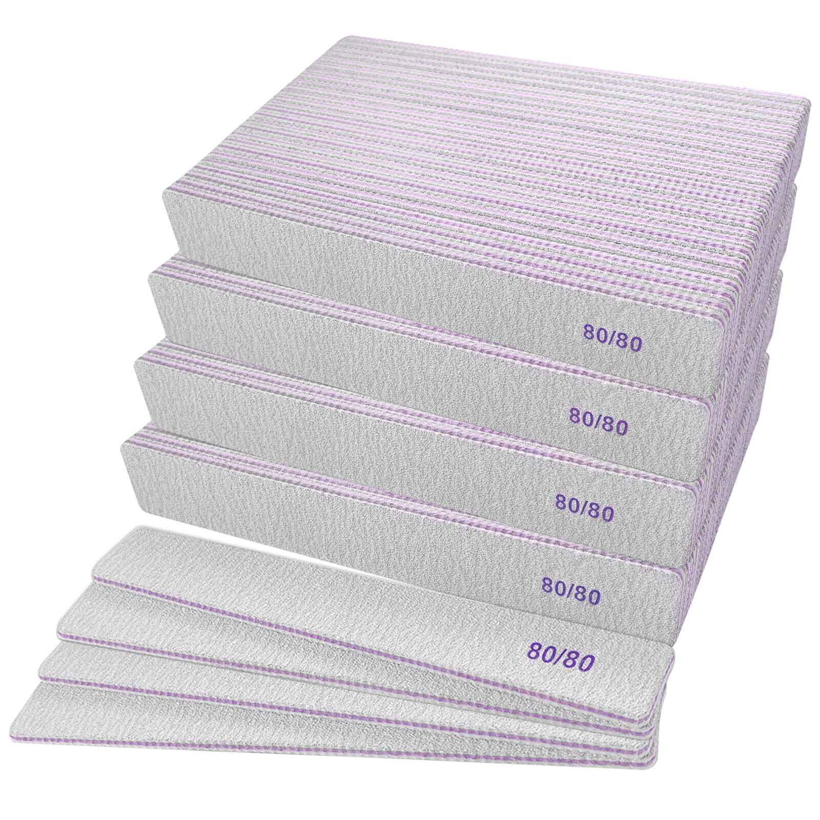 100 Pack 80/80 Double Sided Emery Boards Nail Files for Acrylic Gel ...