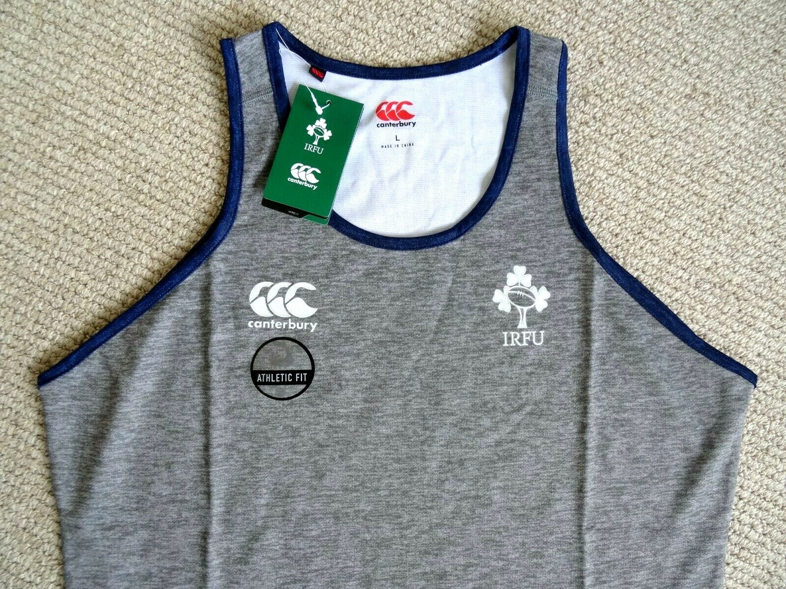 3XL or 4XL IRELAND IRFU Canterbury Grey RUGBY VEST SINGLET shirt Static ...