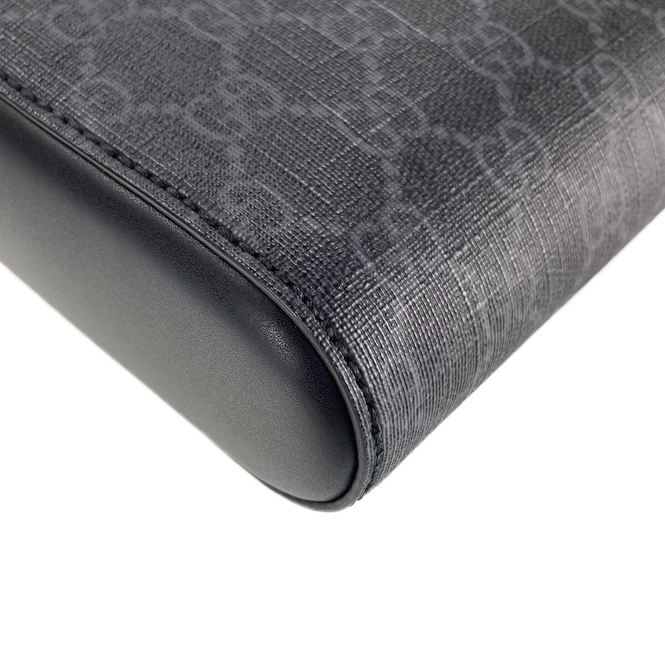 GUCCI GG supreme PVC Leather Canvas Fabric Black Gray Cross body bag ...