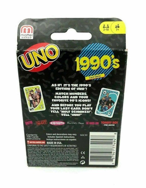 1990s UNO Card Game 90s Pop Culture Nostalgia Mattel Games for sale ...
