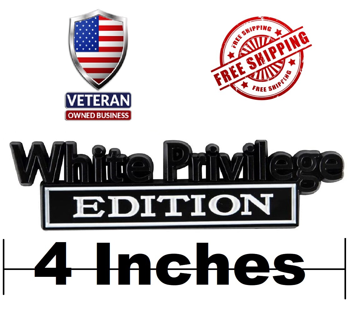 BLACK/WHITE White Privilege Card Edition Decal Sticker Car Emblem Badge ...