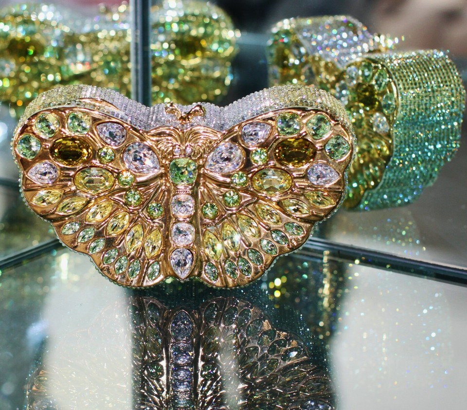 JUDITH LEIBER SWAROVSKI CRYSTAL CELESTRINA GOLD BUTTERFLY BAG ...