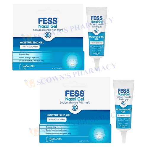 2 x FESS Nasal Moisturising Non-Medicated Gentle Gel Vitamin E Soothes ...