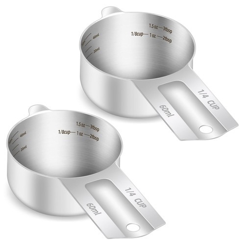 2PCS 1/4Cup (60ml, 2oz) Single Measuring Cup, Etched Inner Scale ...