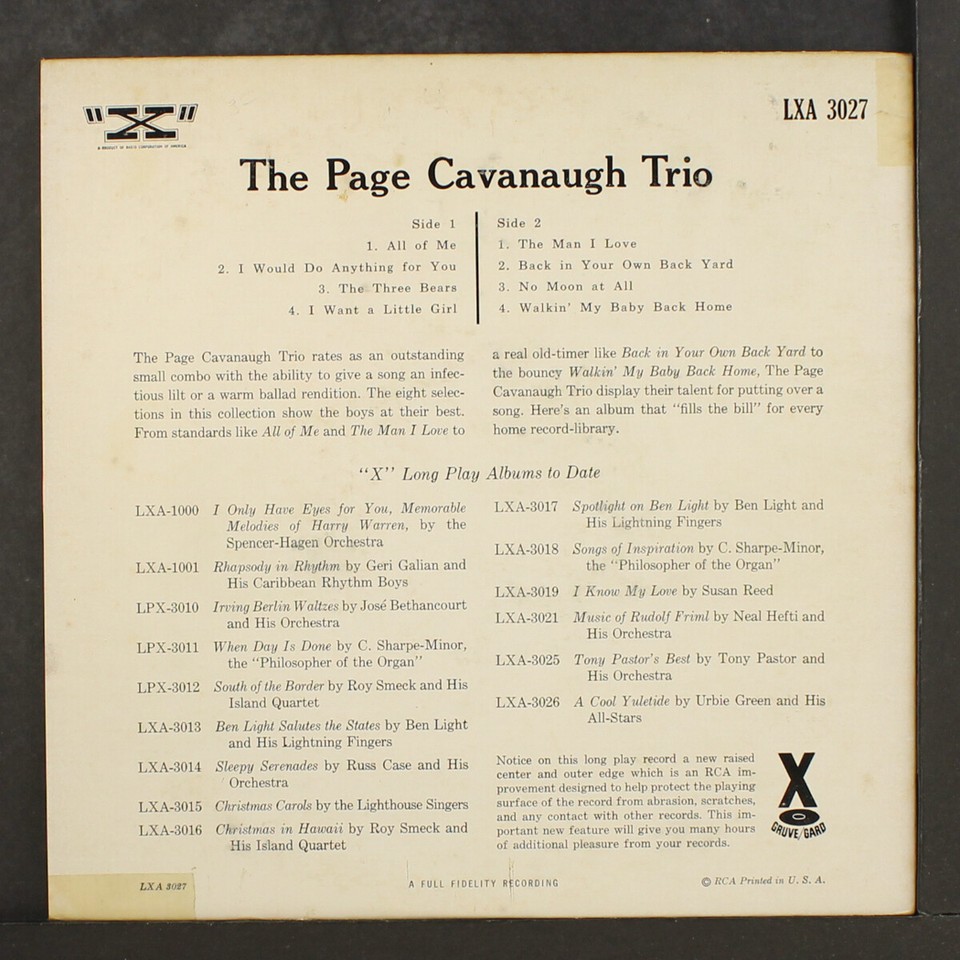 page cavanaugh trio: trio X 12" LP 33 RPM | eBay
