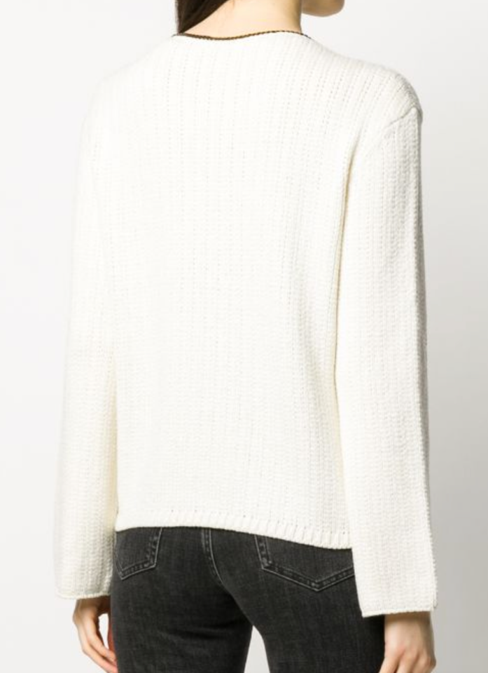 NWT Saint Laurent YSL Off White Gold Curb Chain Neck Knit Wool Sweater ...
