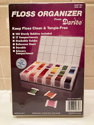 NEW Darice DMC Thread Floss Organizer 17 Compartments Bobbins Stacking ...