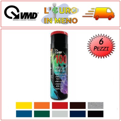6 BOMBOLETTE VERNICE ACRILICA SPRAY VMD 100 ML 400 DIVERSI COLORI ...