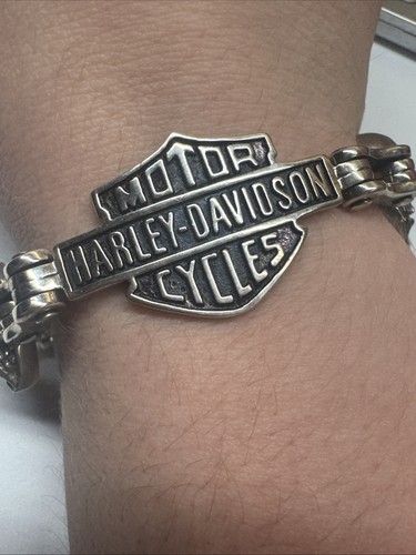 Vintage Harley Davidson Heavy Sterling Silver Bike Chain Skull Men's ...