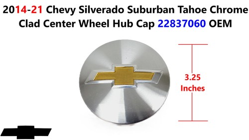 2014-21 Chevy Silverado Suburban Tahoe Chrome Clad Center Wheel Hub Cap ...