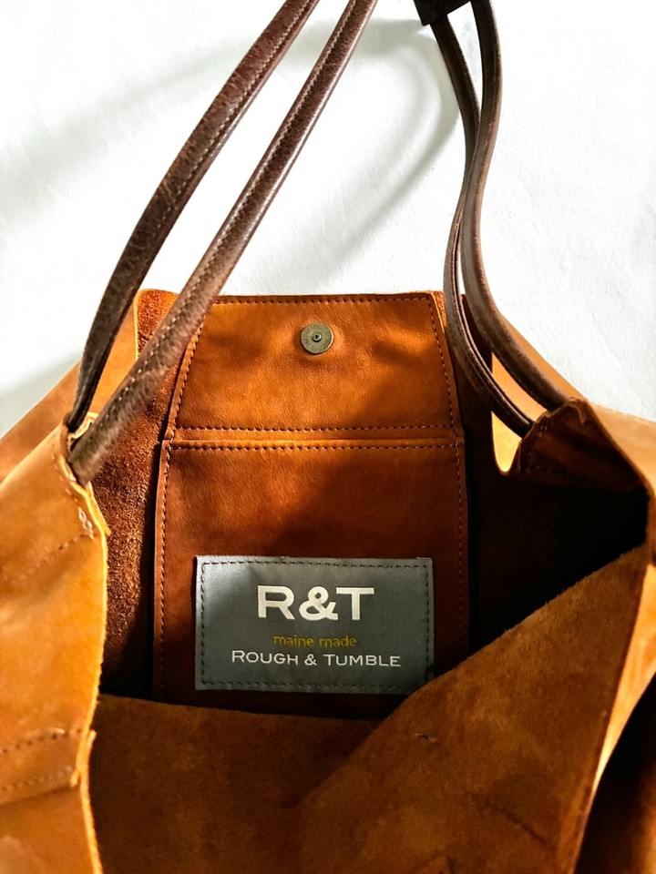 Rough & Tumble Made In Maine Deer Hide Leather Slouchy Hobo Bag Side Pocket Tote | eBay