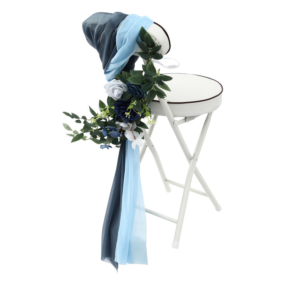 Blue Artificial Flower Arrangement Ribbons For Wedding Chair Back Decor ...