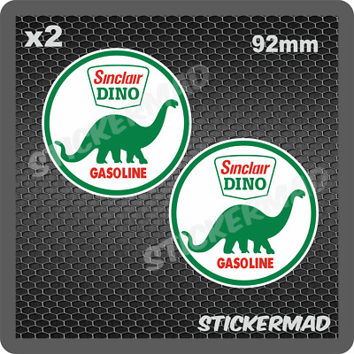 x2 Sinclair Dino Gasoline Round Stickers USA RETRO HOT ROD Fuel Gas ...