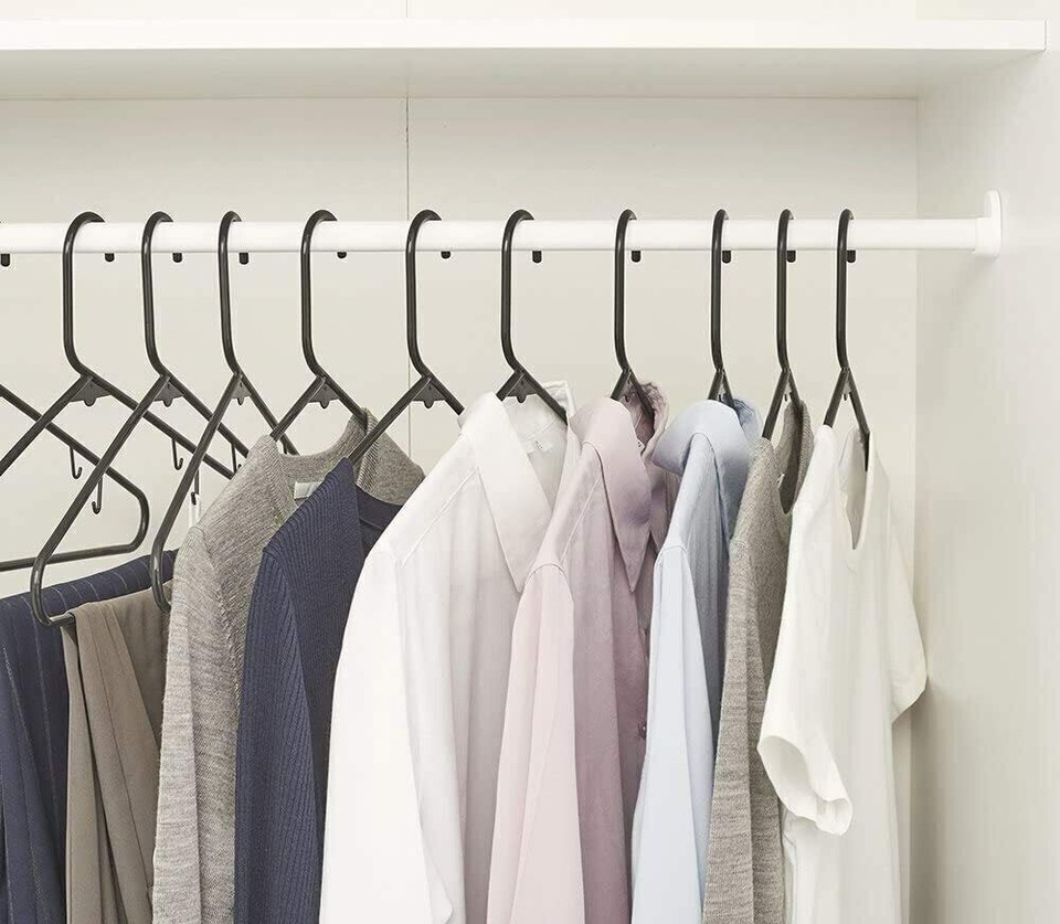 50 ADULT BLACK COAT HANGERS HANGER COATHANGER STRONG PLASTIC CLOTHES ...