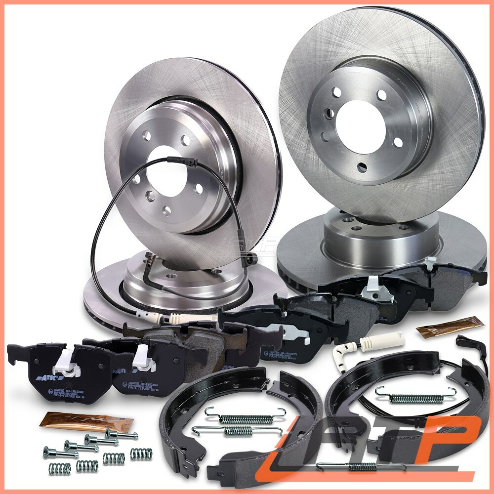 4x BRAKE DISC + HANDBRAKE SHOES + SET PADS FRONT + REAR FOR BMW 5 ...