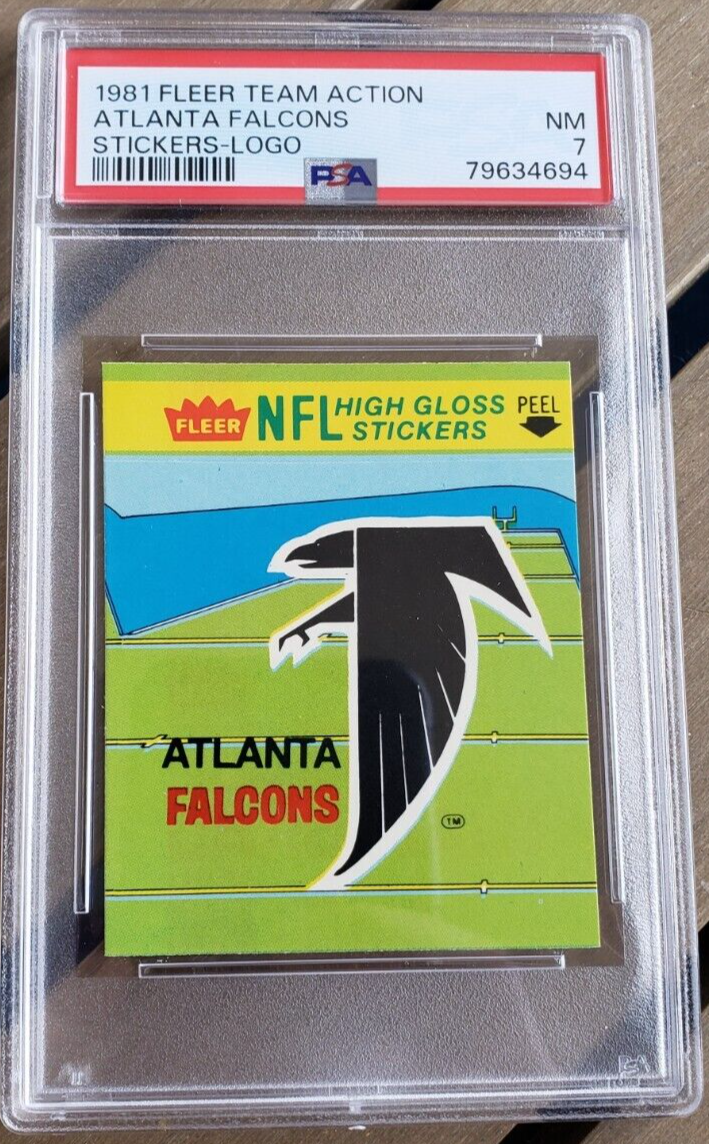 1981 Fleer Team Action Atlanta Falcons Stickers Logo Card PSA 7 NM | eBay