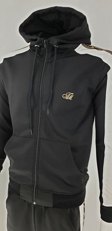Men's TiM Designer Slim Fit Urban Tracksuit: Zip-Up Top & Joggers Set ...