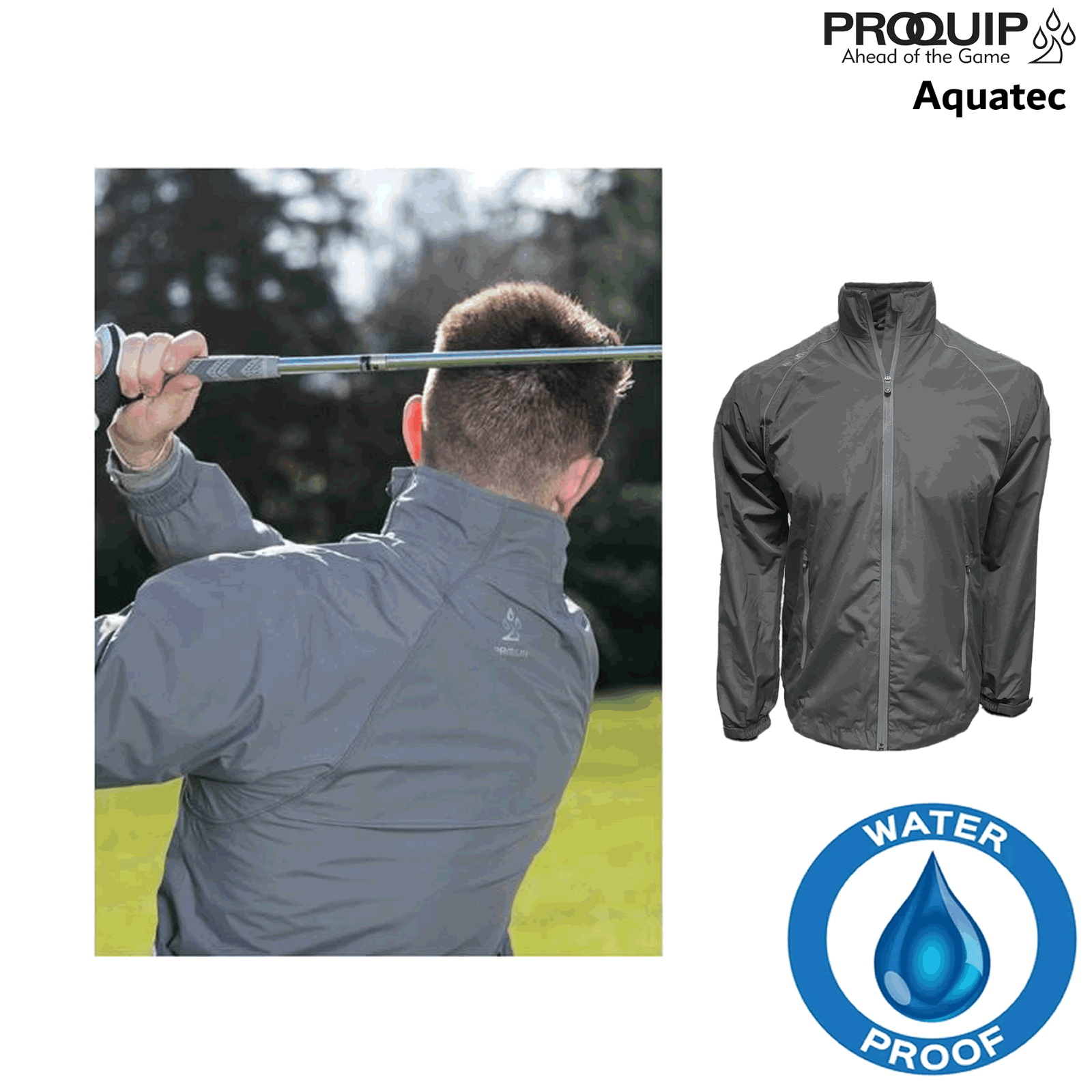 MENS GOLF WATERPROOF JACKET PROQUIP AQUATEC JACKET WATERPROOF ...